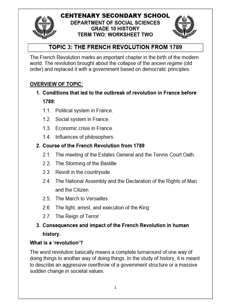 Hist 10 t2 French Revolution Notes | PDF | French Revolution | Marie ...