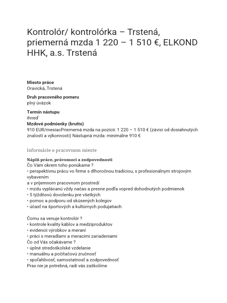 ELKOND HHK Kontrolór | PDF