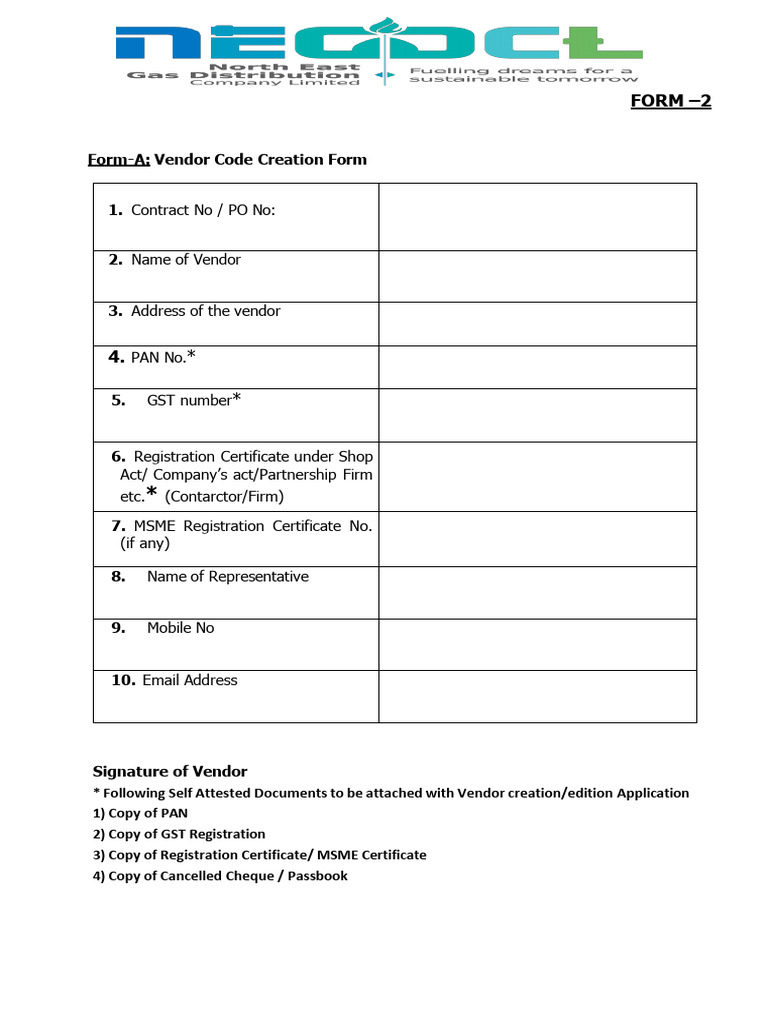 Vendor Registration Form 2 Updated | PDF