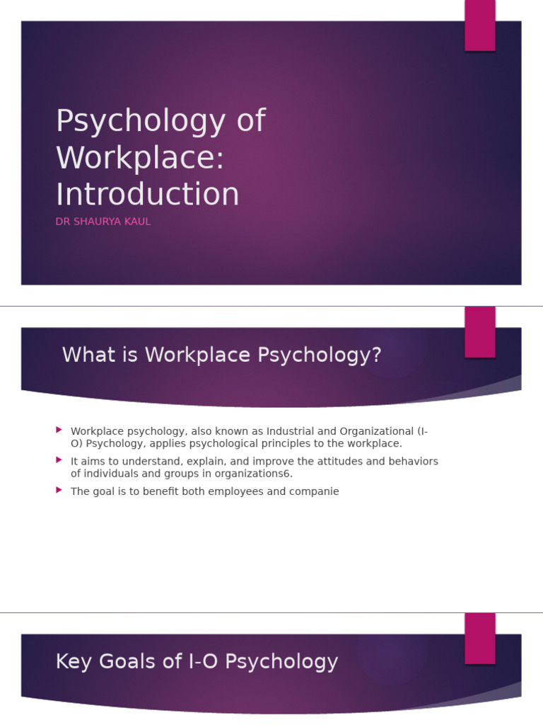 Understanding Workplace Psychology | PDF | Industrial And ...