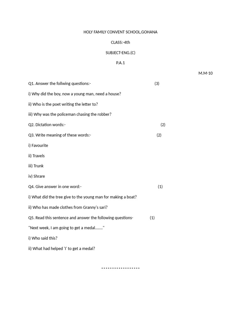 Neetu Rani 4th Eng.(Cr) p.a.1 2023-2024 | PDF