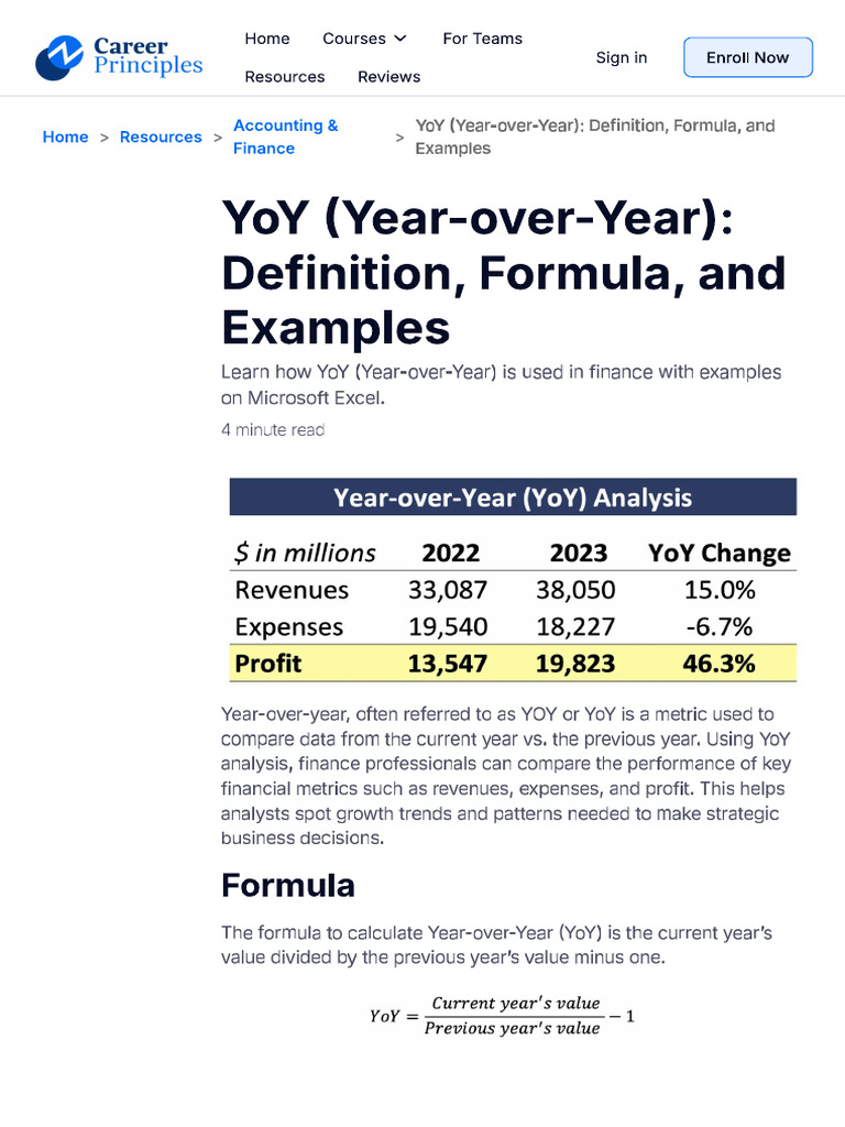 Year To Year Formula | PDF
