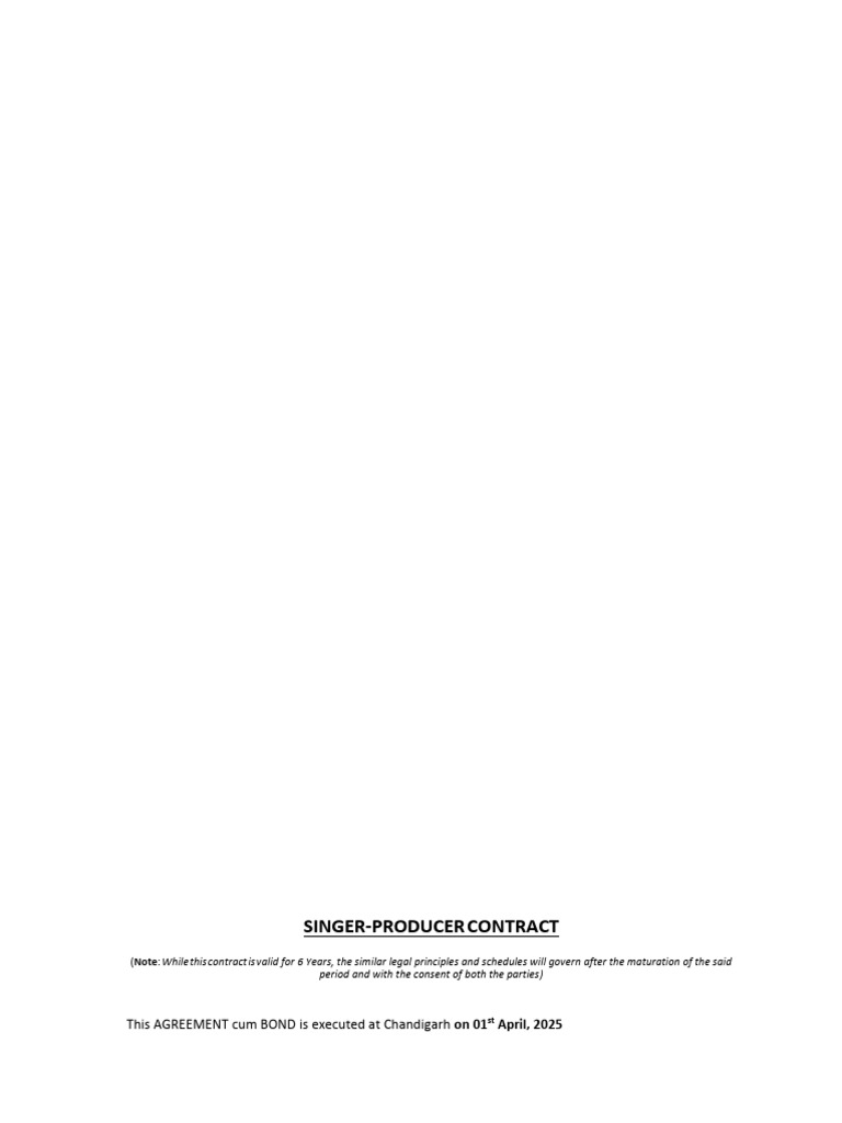 Singer-Producer Contract Agreement | PDF | Indemnity | Business