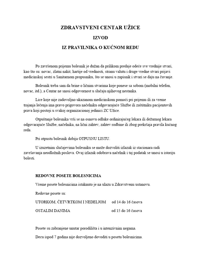 Kucni Red | PDF
