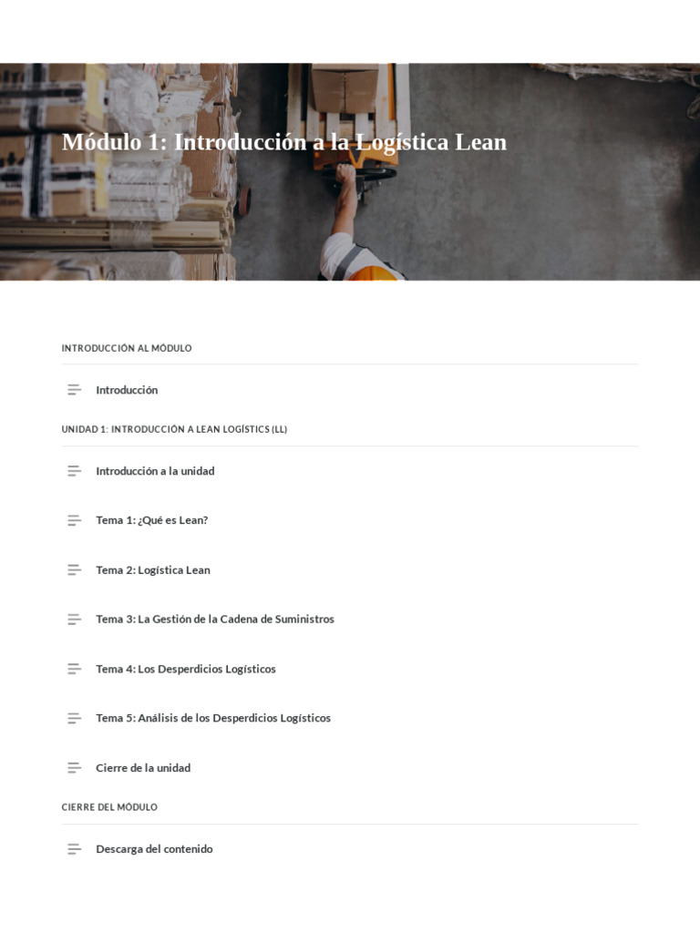 Modulo 1 Introduccion A La Logistica Lean | PDF | Lean Manufacturing | Cadena de suministro