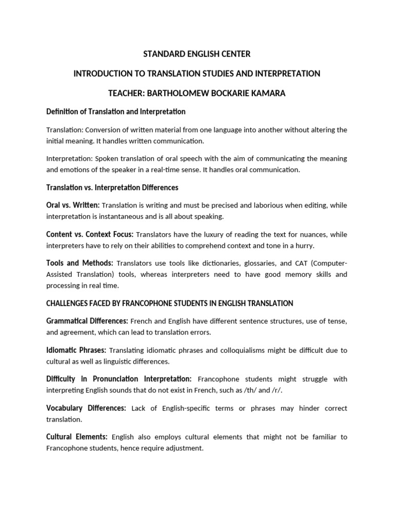 Introduction To Translation | PDF