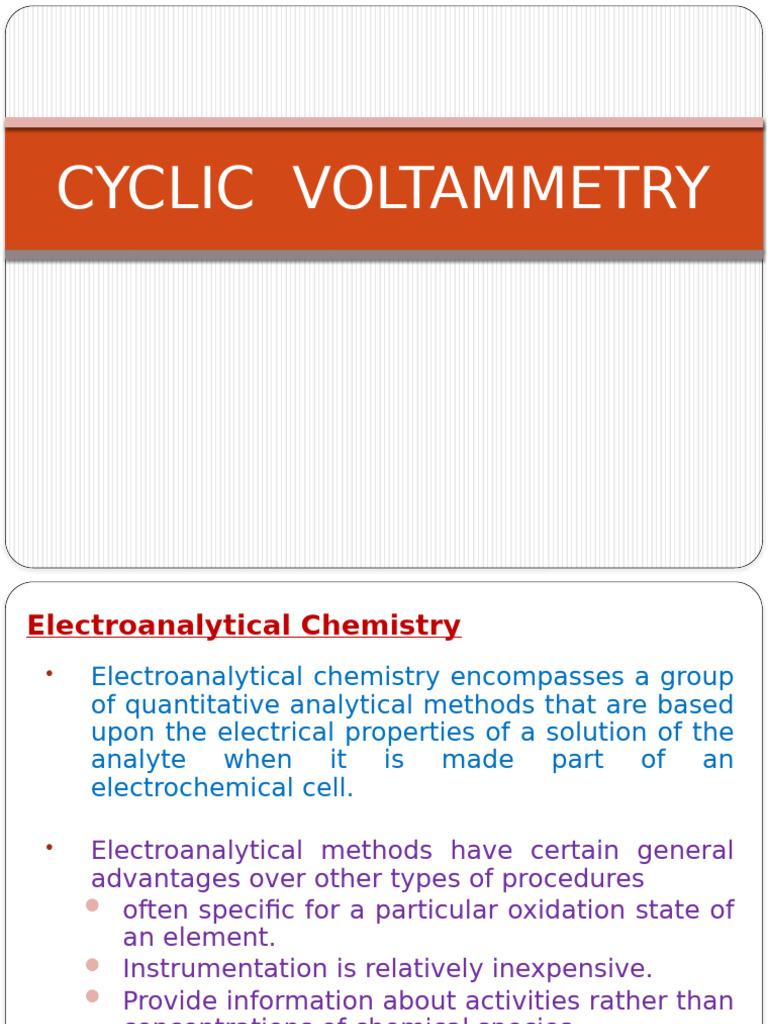 Understanding Cyclic Voltammetry Techniques | PDF | Physical Chemistry | Electrochemistry