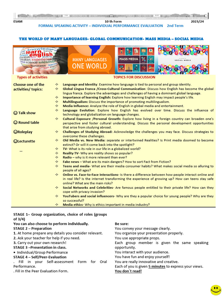 Formal Speaking 2ND Term 10 2024 | PDF | Multilingualism | English Language