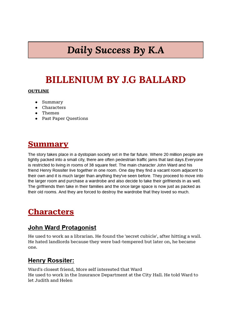 Billenium by J.G Ballard | PDF