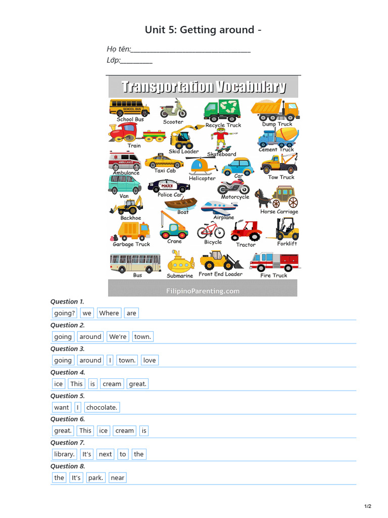 Unit 5 - Getting Around | PDF