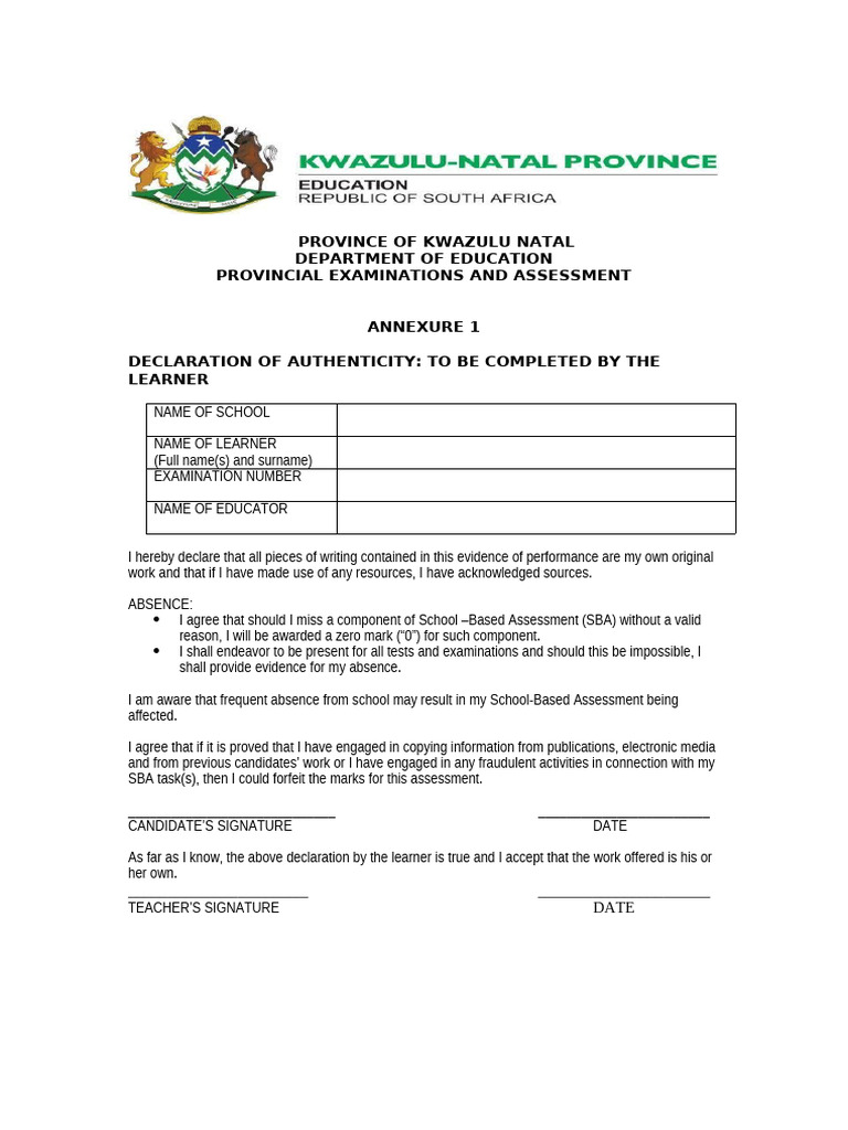 Declaration Form 2025 | PDF