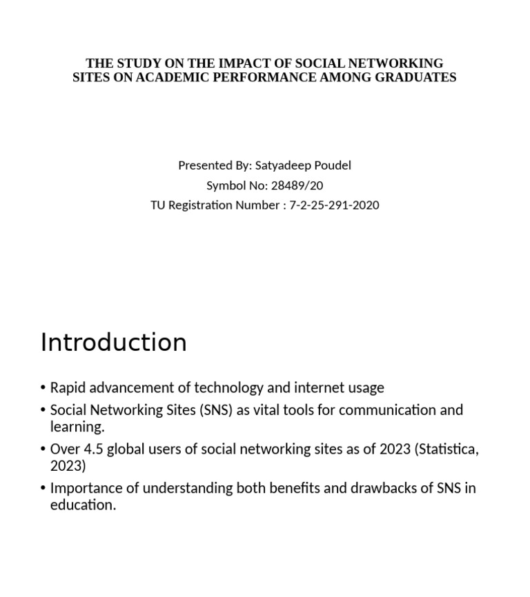 THE STUDY ON THE IMPACT OF SOCIAL NETWORKING ppt | PDF