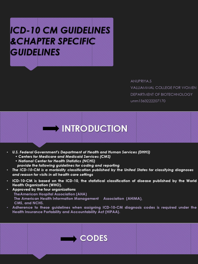 Icd-10 CM Guidelines &chapter Specific Guidelines Anupriya S | PDF ...