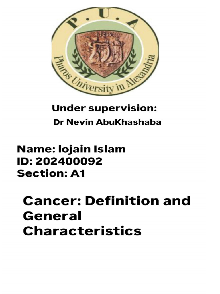 Understanding Cancer Characteristics | PDF | Metastasis | Cancer