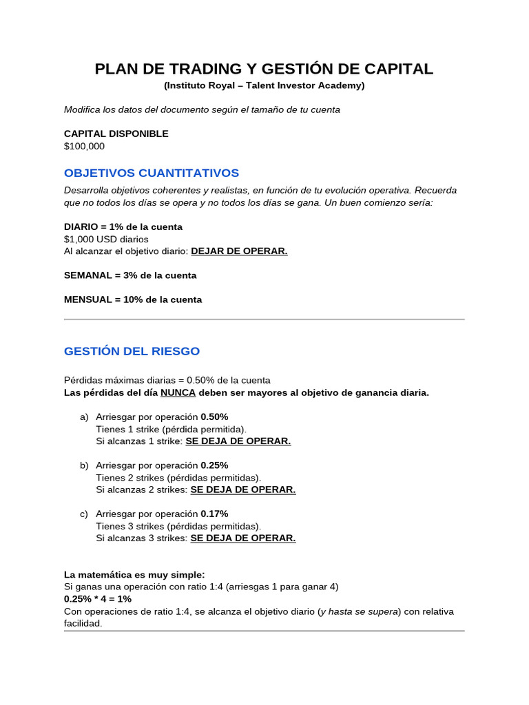 Plan de Trading | PDF