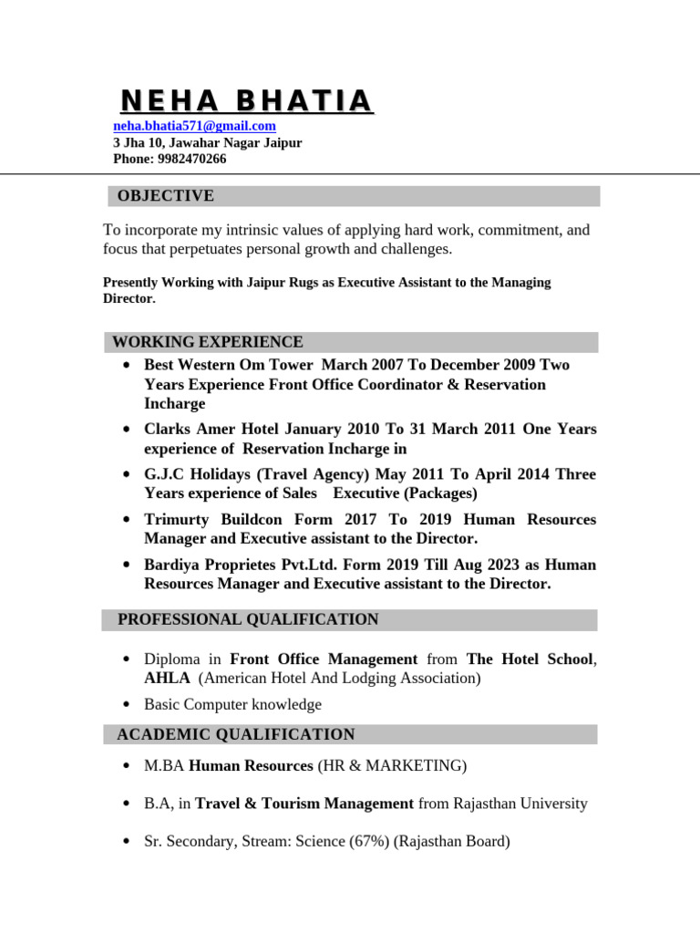 Resume Neha Bhatia Updated | PDF