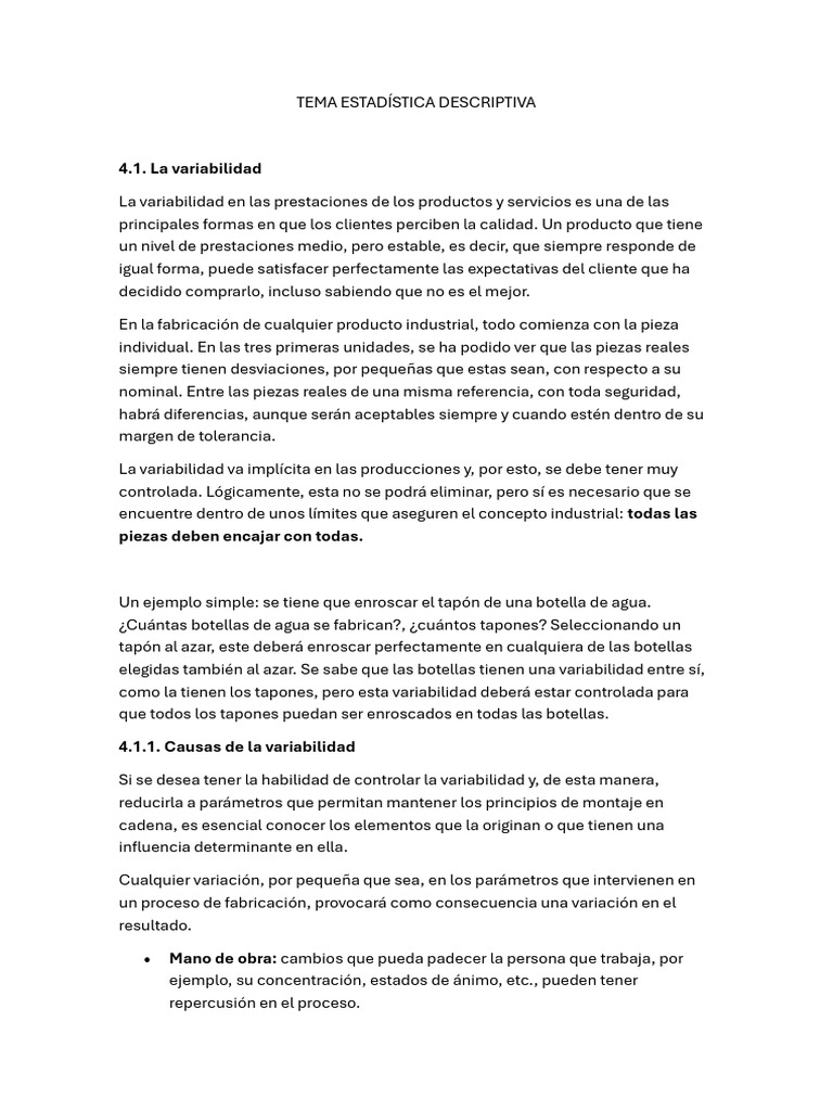 Tema 4 Estad-Stica Descriptiva | PDF | Diferencia | Media