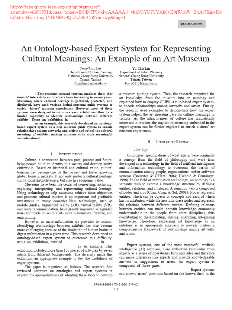 (2017PNC文章) An Ontology-based Expert System for Representing Cultural Meanings | PDF | Museum ...