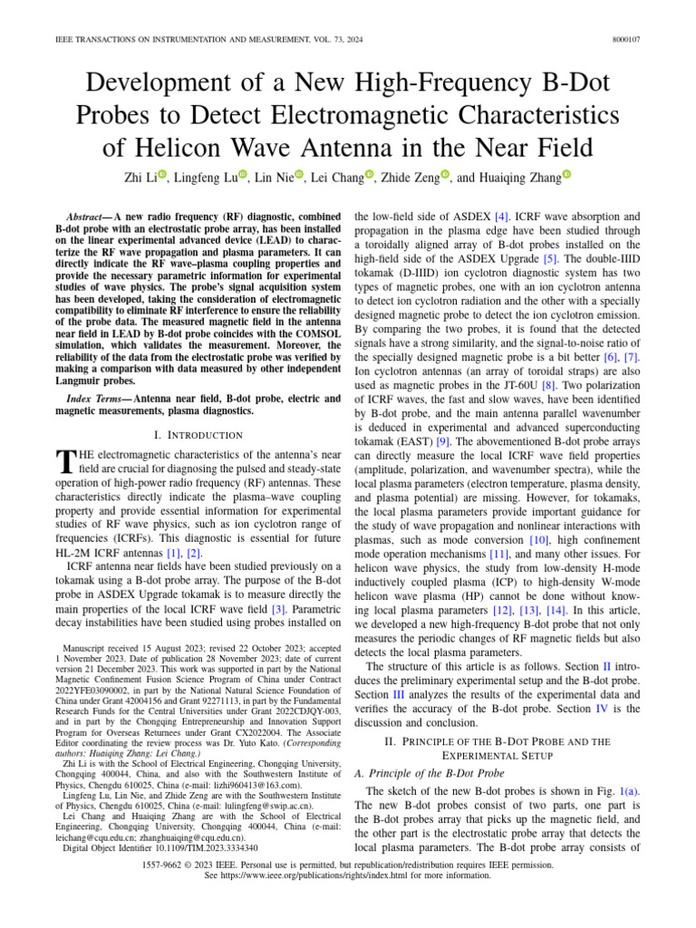 Development of A New High-Frequency B-Dot Probes To Dete | PDF | Electromagnetic Interference ...