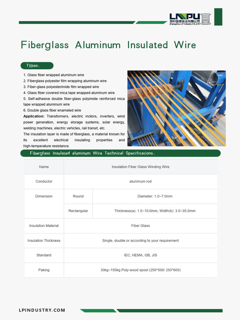 Fiberglass Aluminum Insulated Wire Specs | PDF