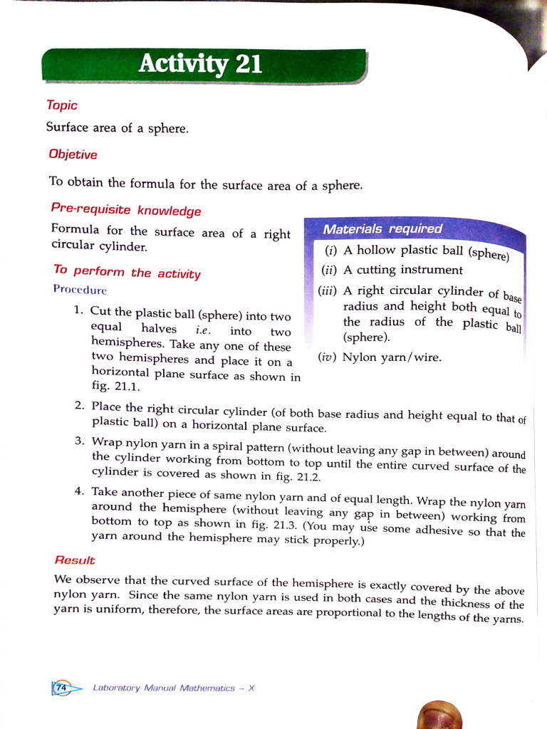 Laboratory Manual Maths Part 2 | PDF | Sphere | Area