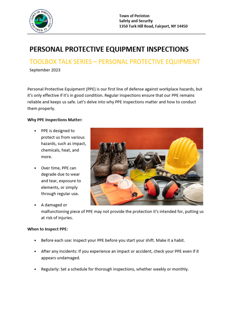 PPE Inspection Guidelines for Safety | PDF | Personal Protective ...