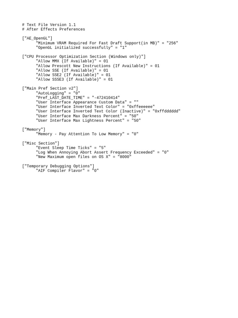 Adobe After Effects 16.1 Prefs | PDF