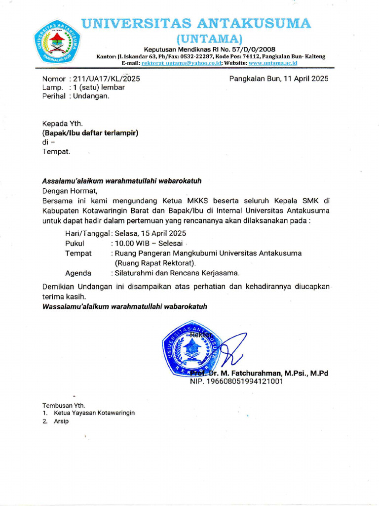 Undangan Silaturahmi Dan Rencana Kerjasama | PDF