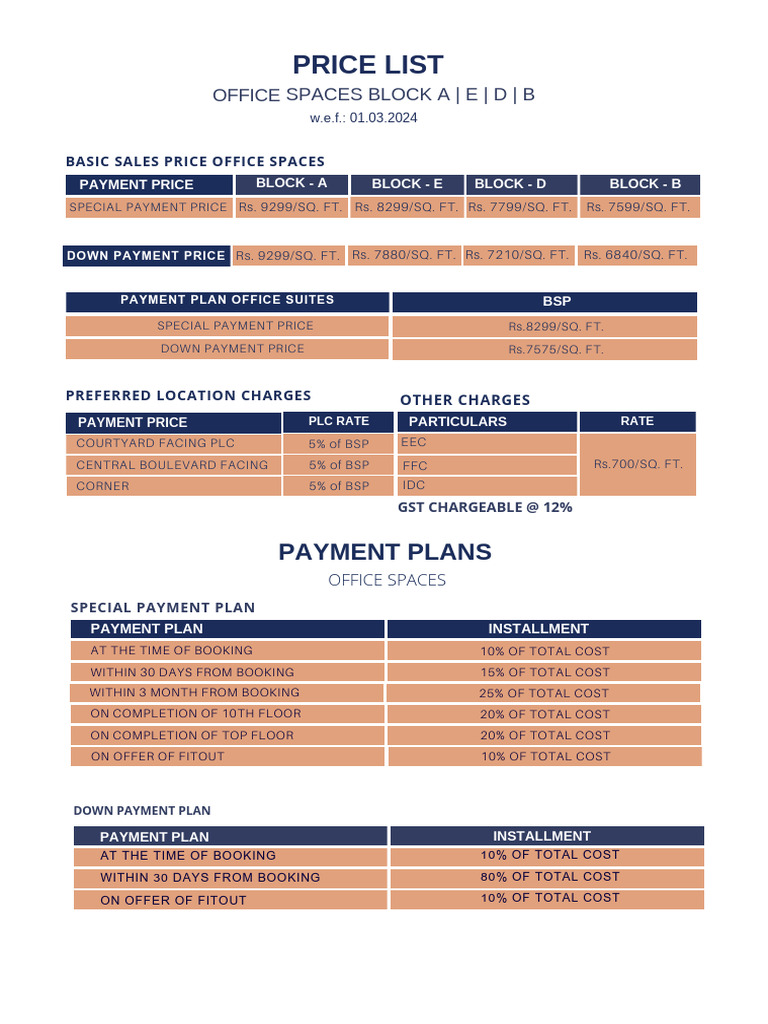 Eon Office Space Price List | PDF | Pricing | Market (Economics)