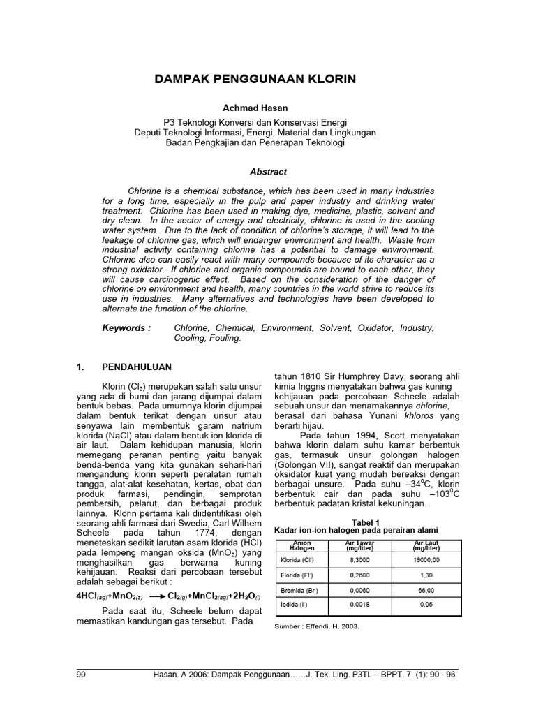 Dampak Penggunaan Klorin | PDF