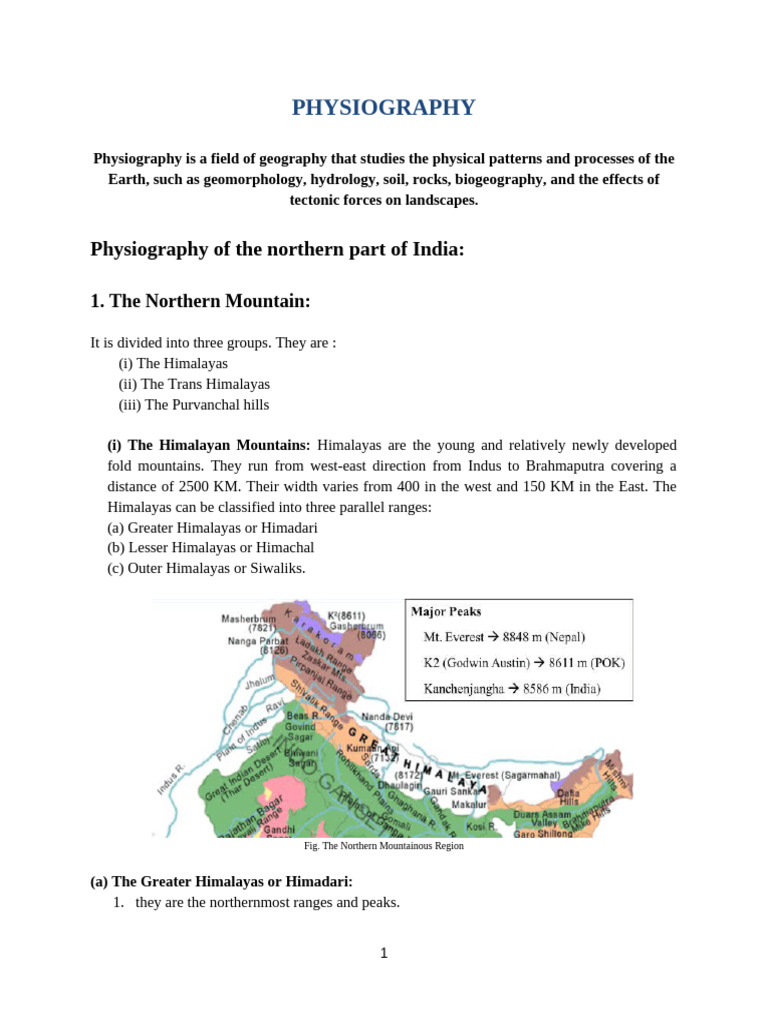 Physiography of India (Final) | PDF | Himalayas | Monsoon