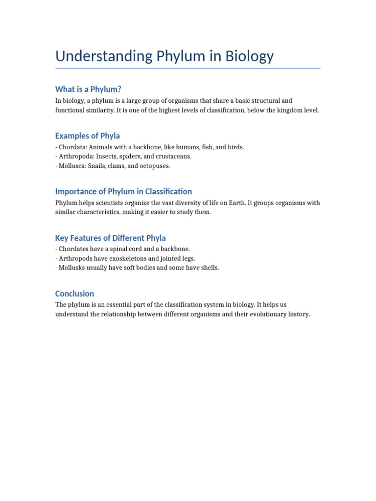 Phylum Classification | PDF