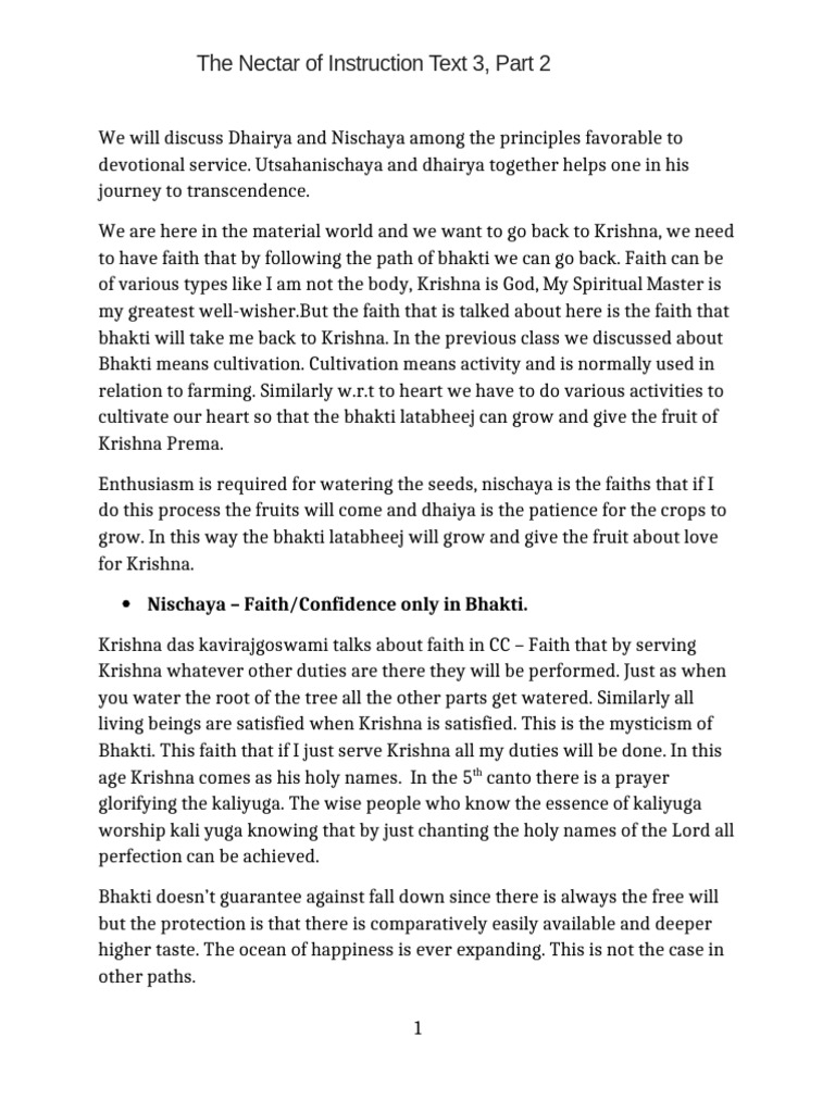 Bhakti Shastri (030) - The Nectar of Instruction Text 3, Part 2 | PDF | Bhakti | Krishna