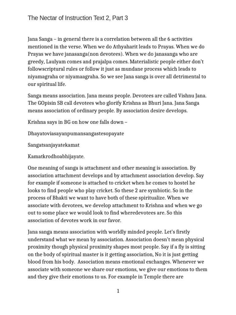 Bhakti Shastri (028) - The Nectar of Instruction Text 2, Part 3 | PDF | Krishna | Hinduism