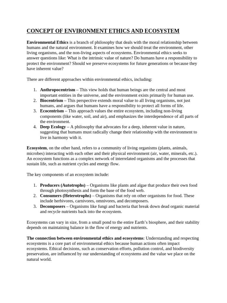 Environmental Ethics and Ecosystems Overview | PDF | Greenhouse Gas ...