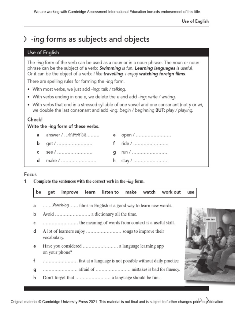 Ing Forms As Subjects and Objects | PDF | English Language | Verb