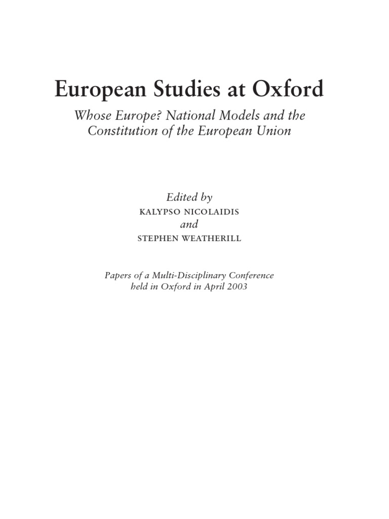 Whose Europe?: National Models and The Constitution of The European ...