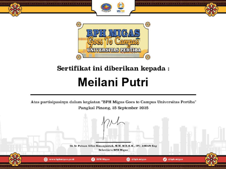 Sertifikat Meilani Putri | PDF
