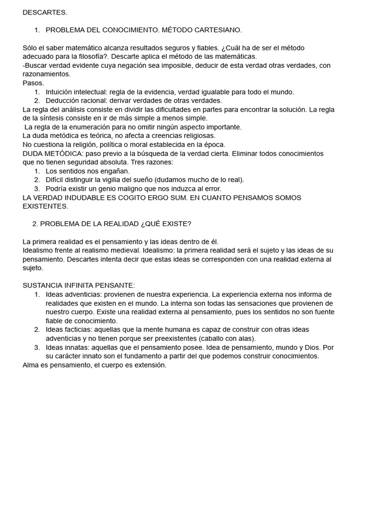 Filosofía de Descartes y Kant: Conocimiento y Moral | PDF | Verdad ...