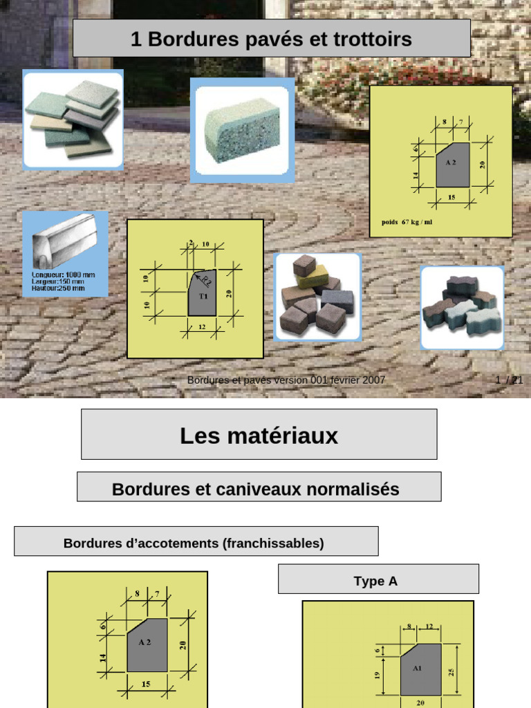 1 Bordure Et Pavés Version 001 Février 2007 | PDF | Béton | Grès