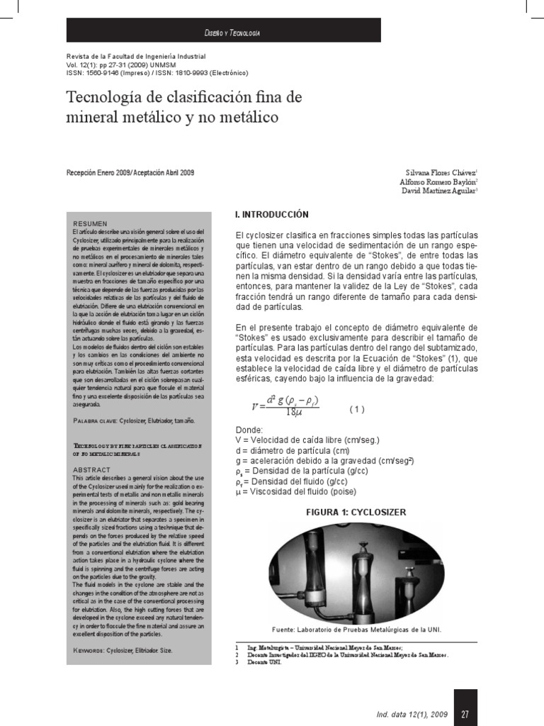 Cyclosizer | PDF | Ciencias fisicas | Cantidades fisicas