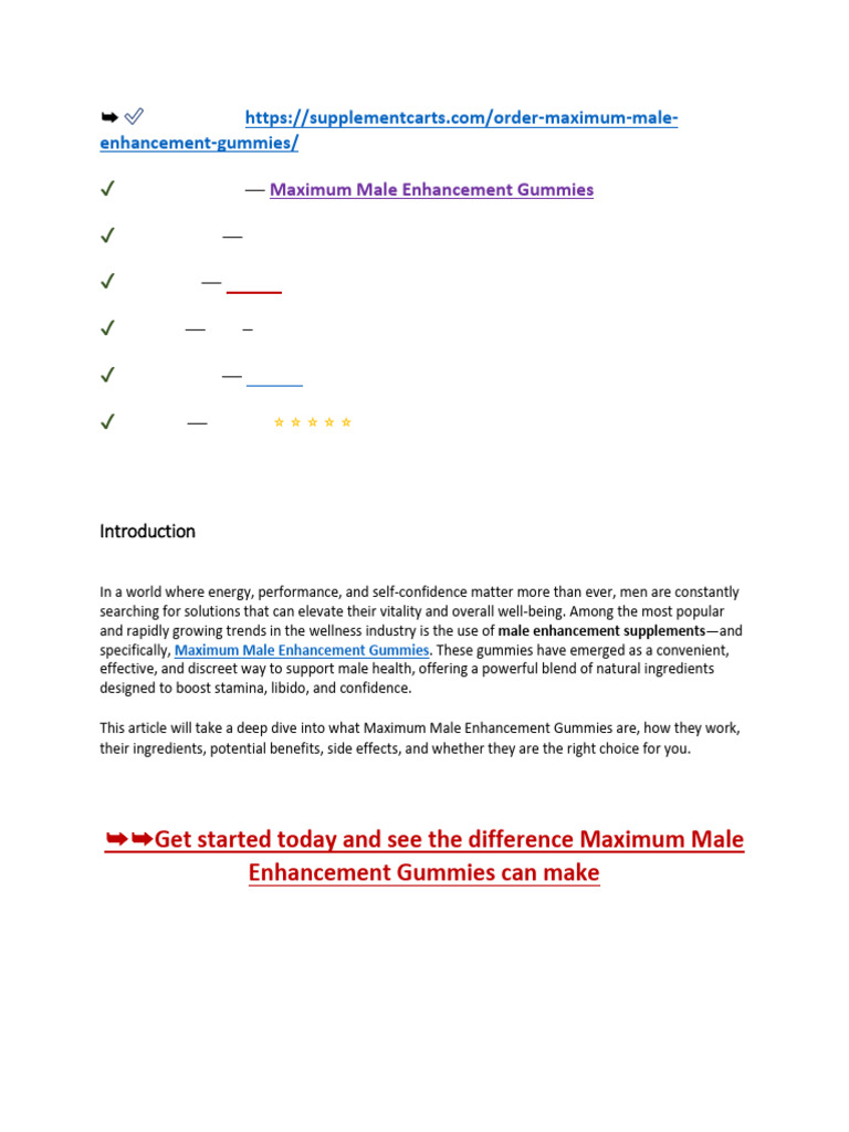 Maximum Male Enhancement Gummies Review | PDF | Dietary Supplements