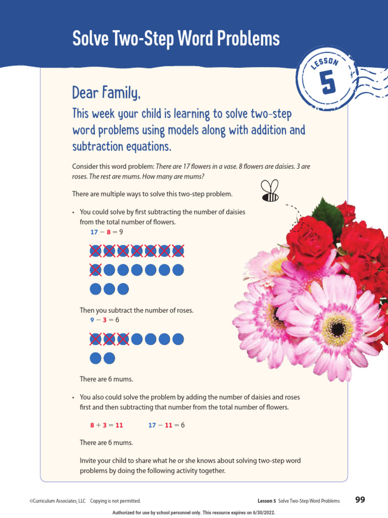 Lesson 5 Solving Two Step Word Problems (1) | PDF