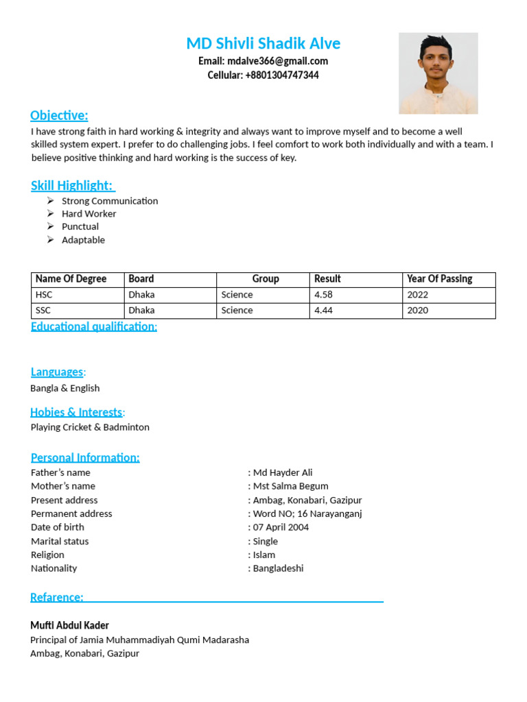 MD Shivli Shadik Alve CV | PDF