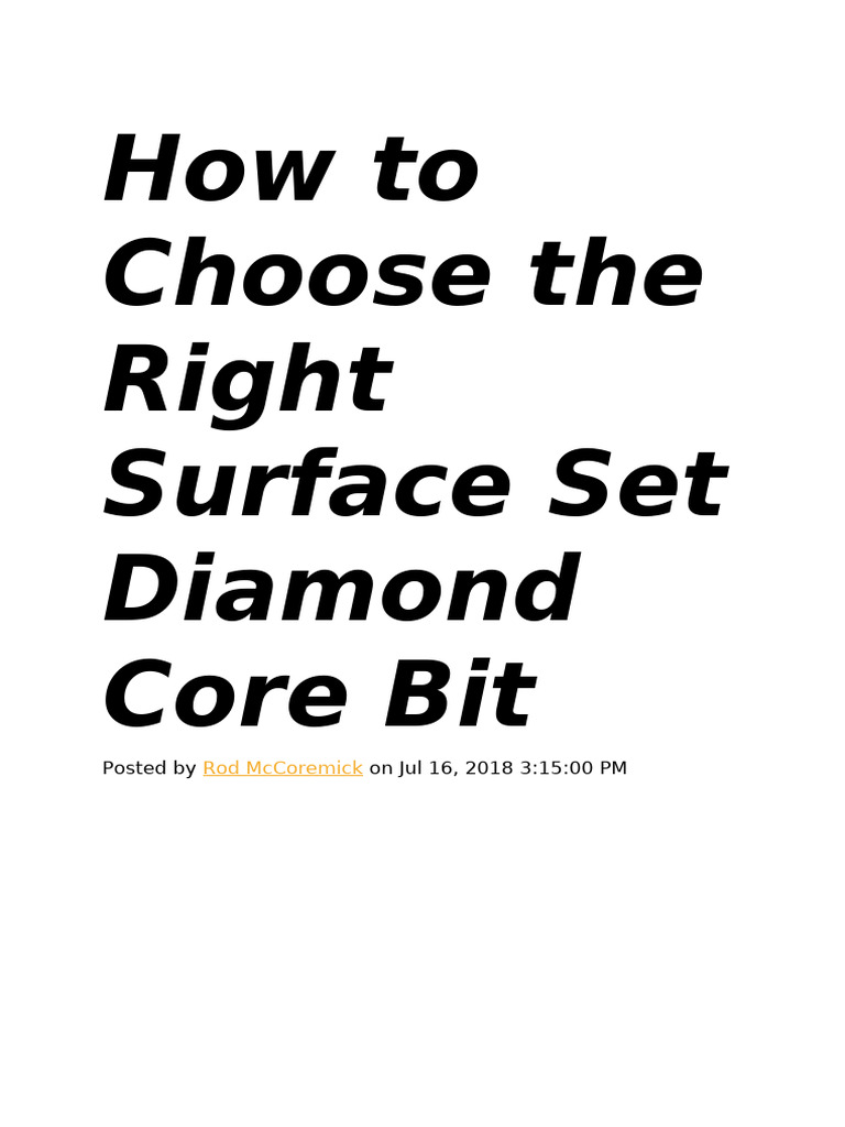 FORDIA - Surface Set Bits Selection | PDF | Diamond | Industrial Processes