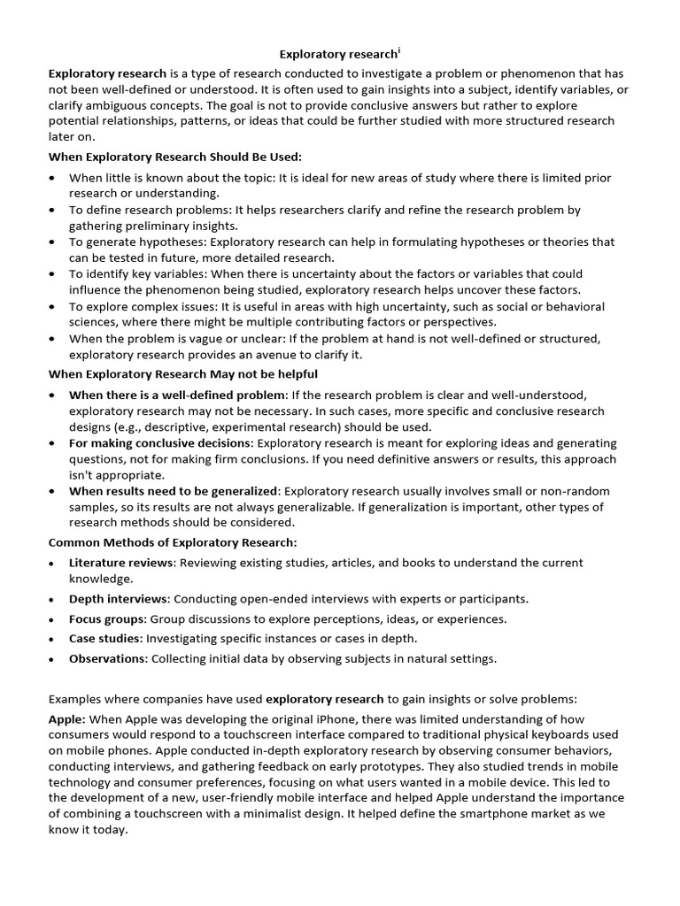 Exploratory Research: Key Insights and Examples | PDF | Focus Group ...