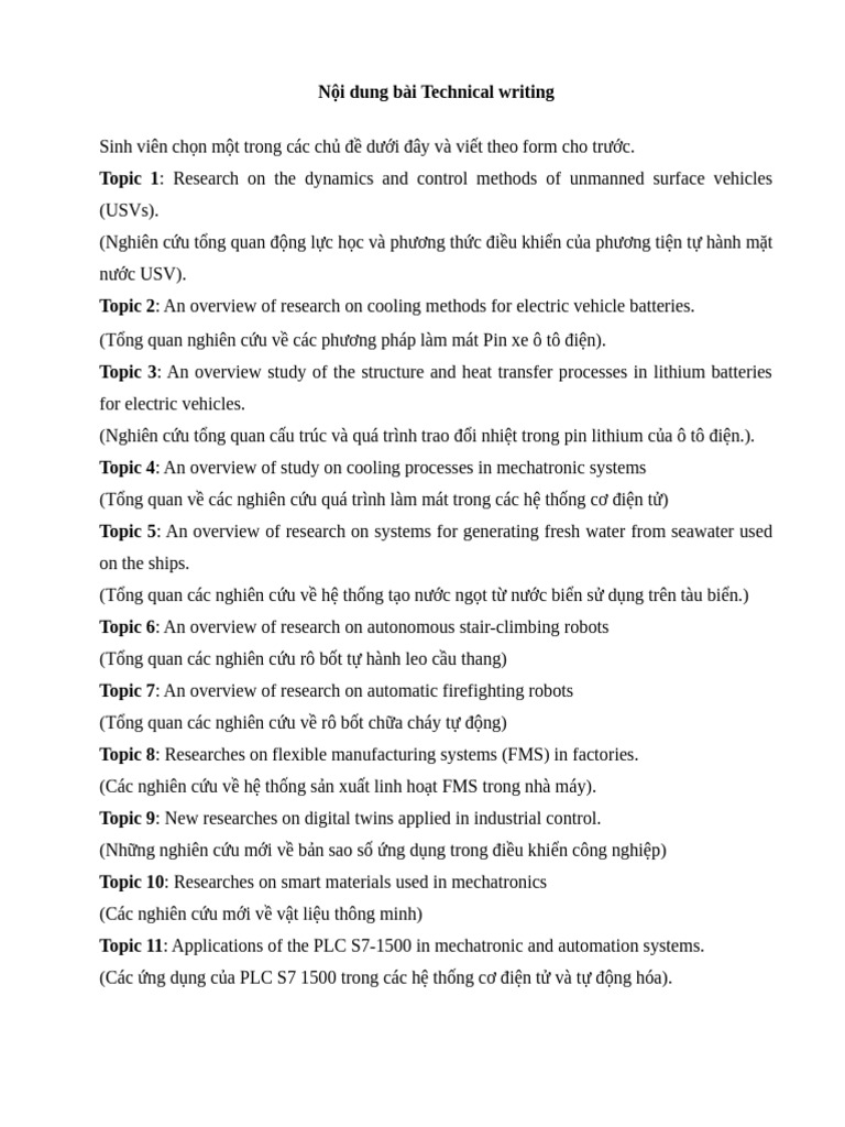 Technical writing topics | PDF