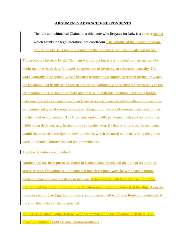 Arguments Advanced Respondents | PDF | Business Law | Common Law