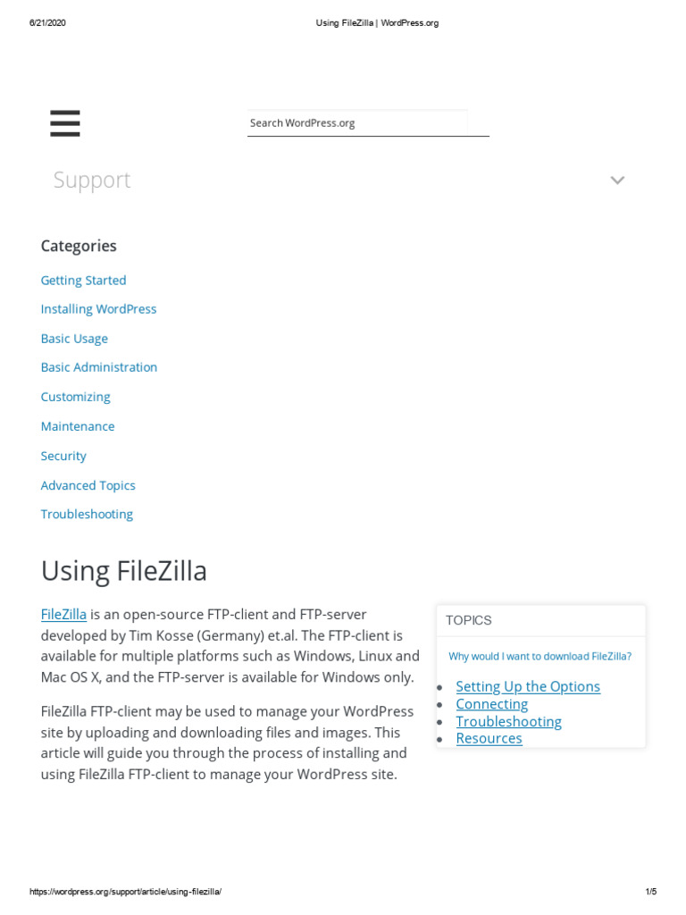C-00-Using FileZilla | PDF | File Transfer Protocol | Word Press