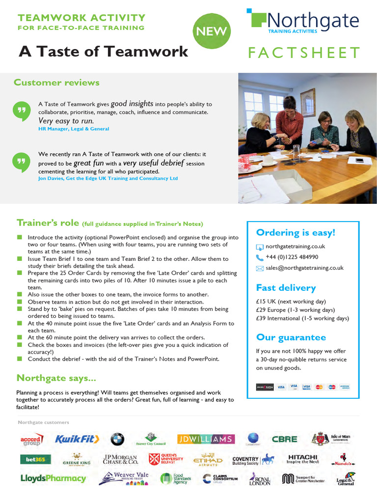 Northgate A Taste of Teamwork Factsheetp1 | PDF